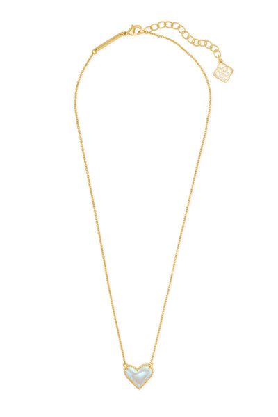 Kendra Scott Ari Heart Gold Pendant Necklace in Dichroic Glass 42177 Glik s