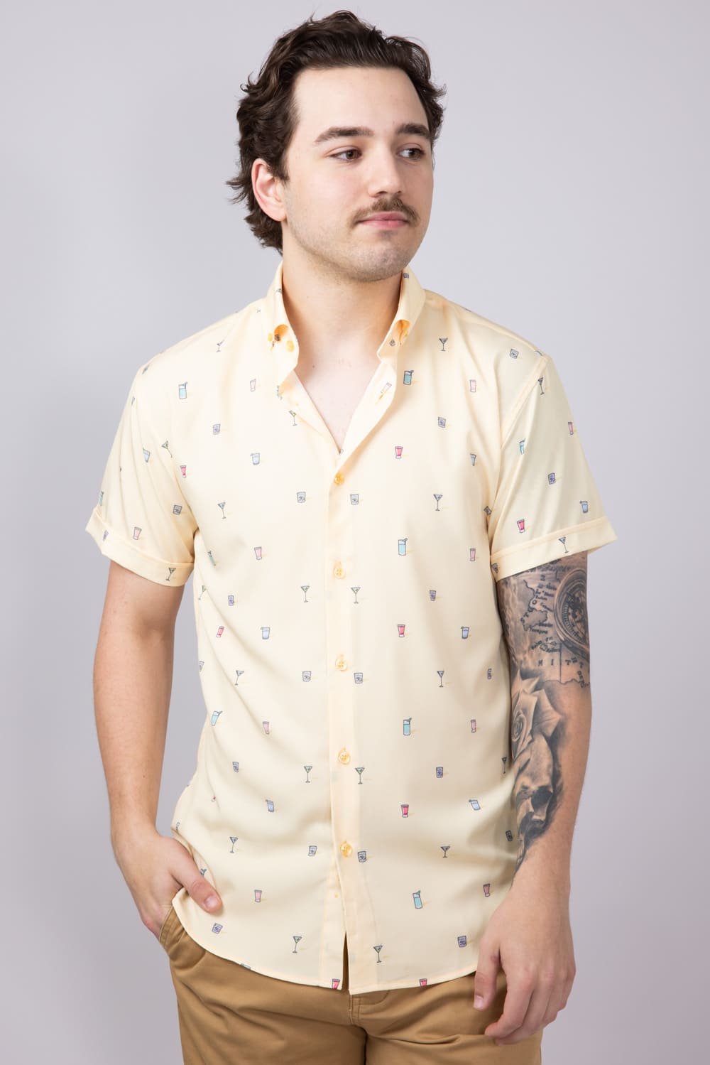 Cocktail Pattern Button Down Shirt for Men – Glik's