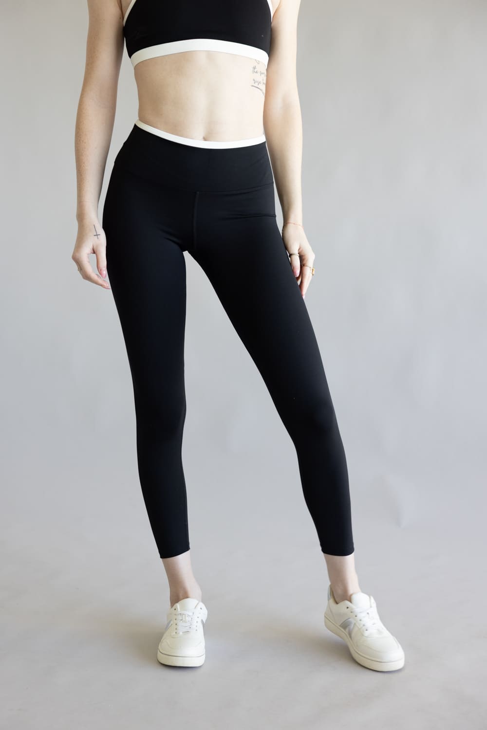 Double Layer Leggings for Women in Black/White | YP70055-BLACK – Glik's