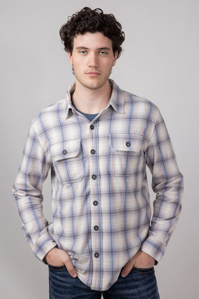Hallstatt Knit Button Up Flannel Shirt for Men in Sand | HK033-SAND ...