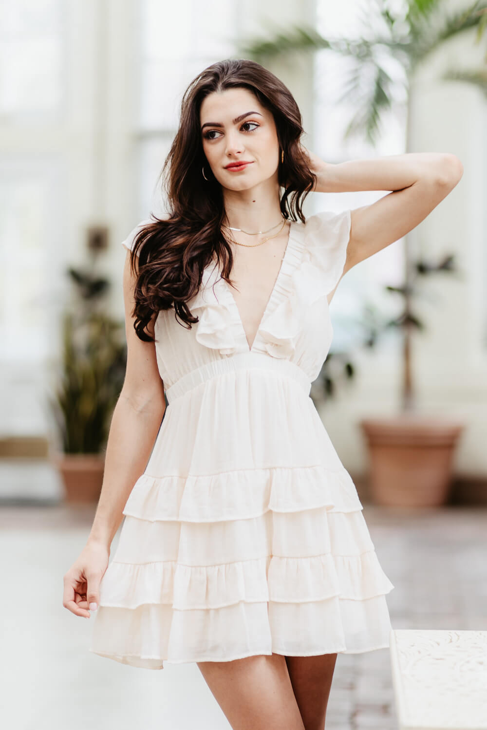 Hyfve Tiered Ruffle Back Tie Dress for Women in White | HF23A681-OFFWH ...