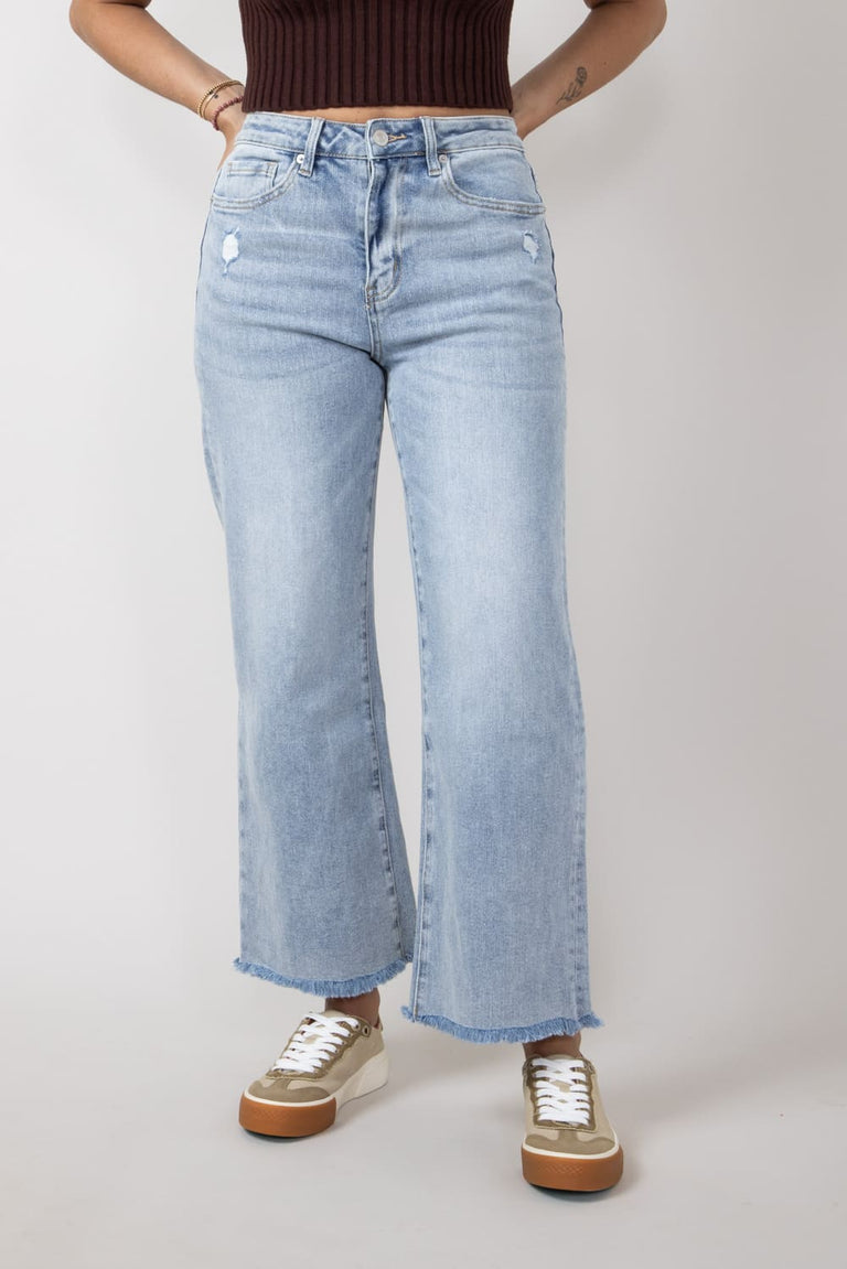 Mica High Rise Wash Clean Wide Leg Jeans for Women | MDP-W3034LT – Glik's