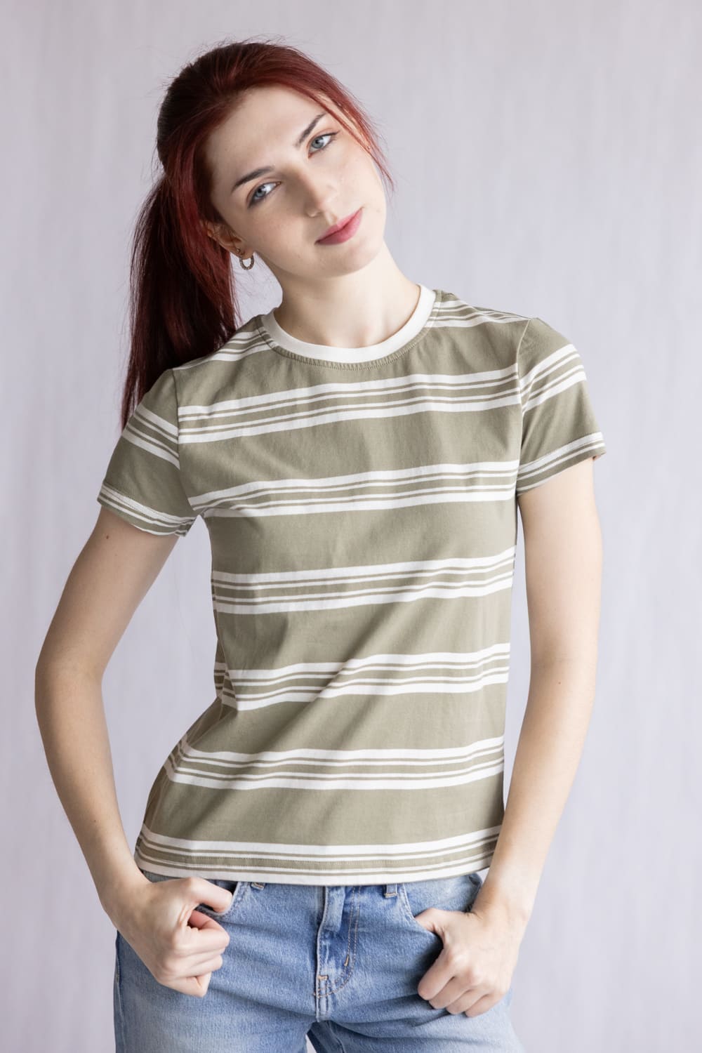 Thread & Supply Natalie Tee for Women in Green Tea Ivory | T5050CJKTS ...