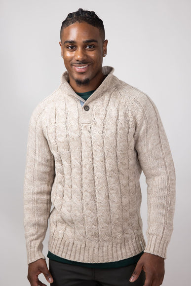 Weatherproof Vintage Cable Button Neck Sweater for Men in Beige | F244 ...
