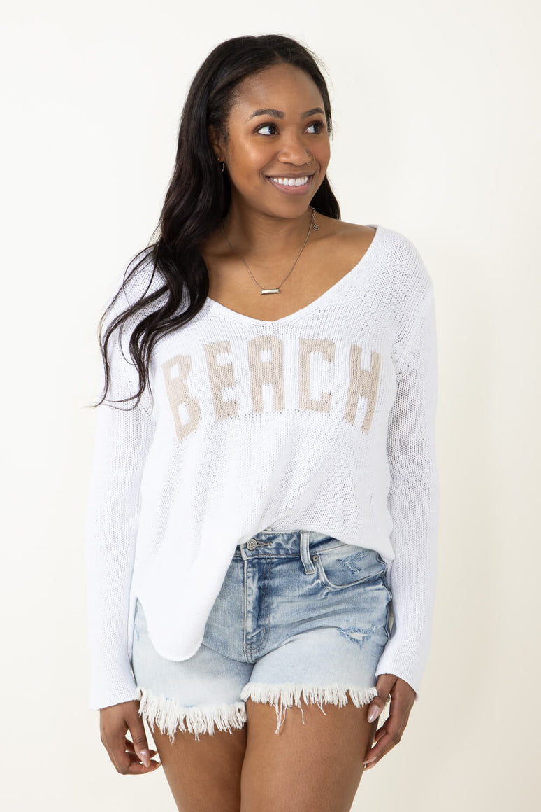 Miracle Beach Sweater for Women in White | F126-WHITEKHAKI – Glik's