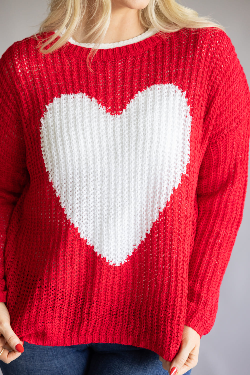 Miracle Heart Crochet Sweater for Women in Red | 327102-RED – Glik's