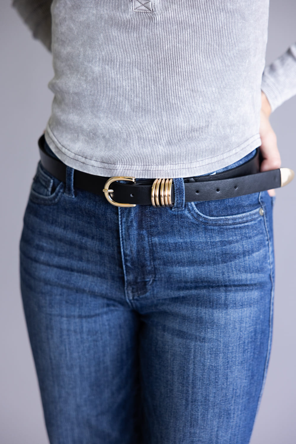 Multi Loop Basic Belt for Women in Black | MML9176GBK – Glik's