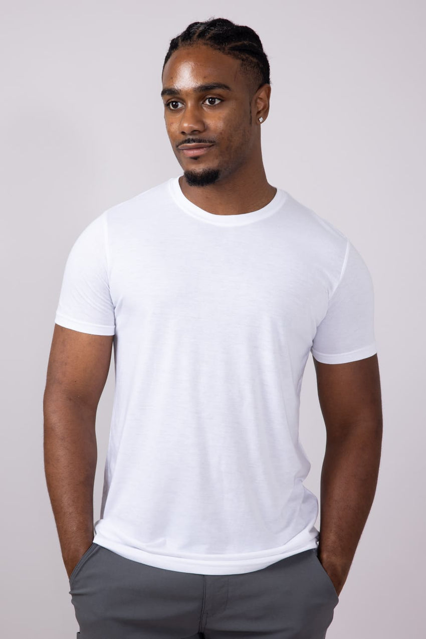Basic Crewneck T-Shirt for Men in White | 3750-TRUEWHITE – Glik's