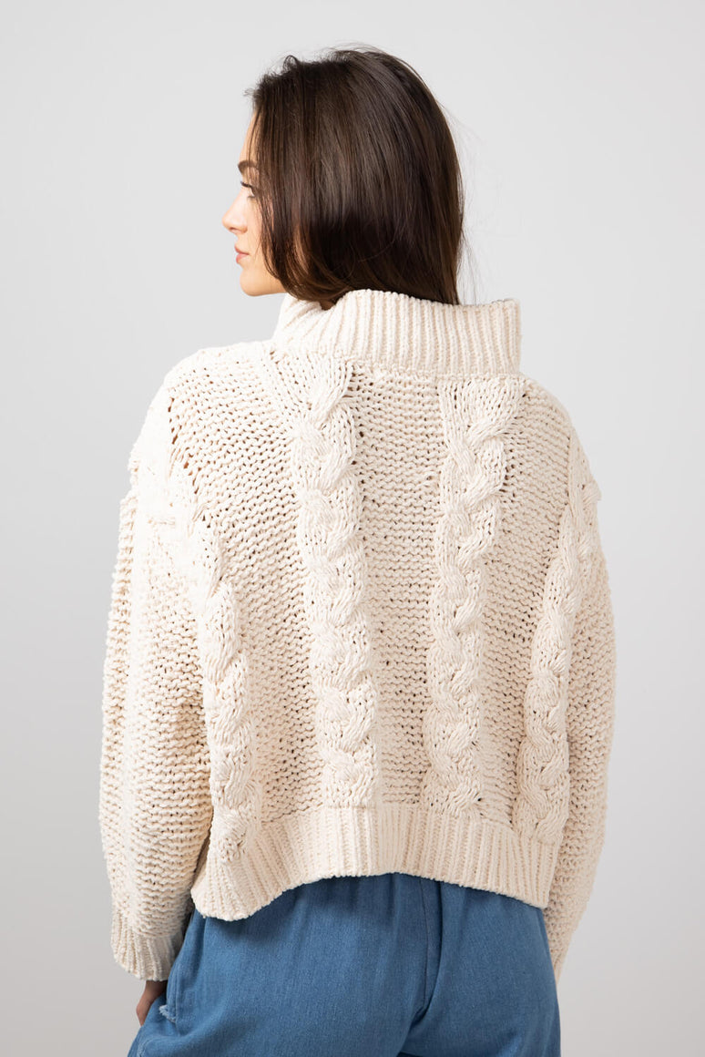 Simply Southern Braid Cropped Sweater for Women in Parchment Cream | P ...