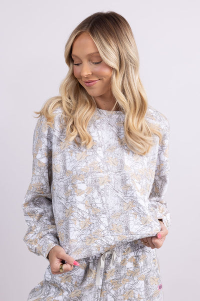 Simply Southern Laney Modal Pullover for Women in White Camo | PP-0225 ...