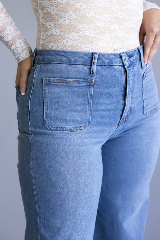 Vervet Super Soft High Rise Wide Crop Jeans for Women | T6947 – Glik's