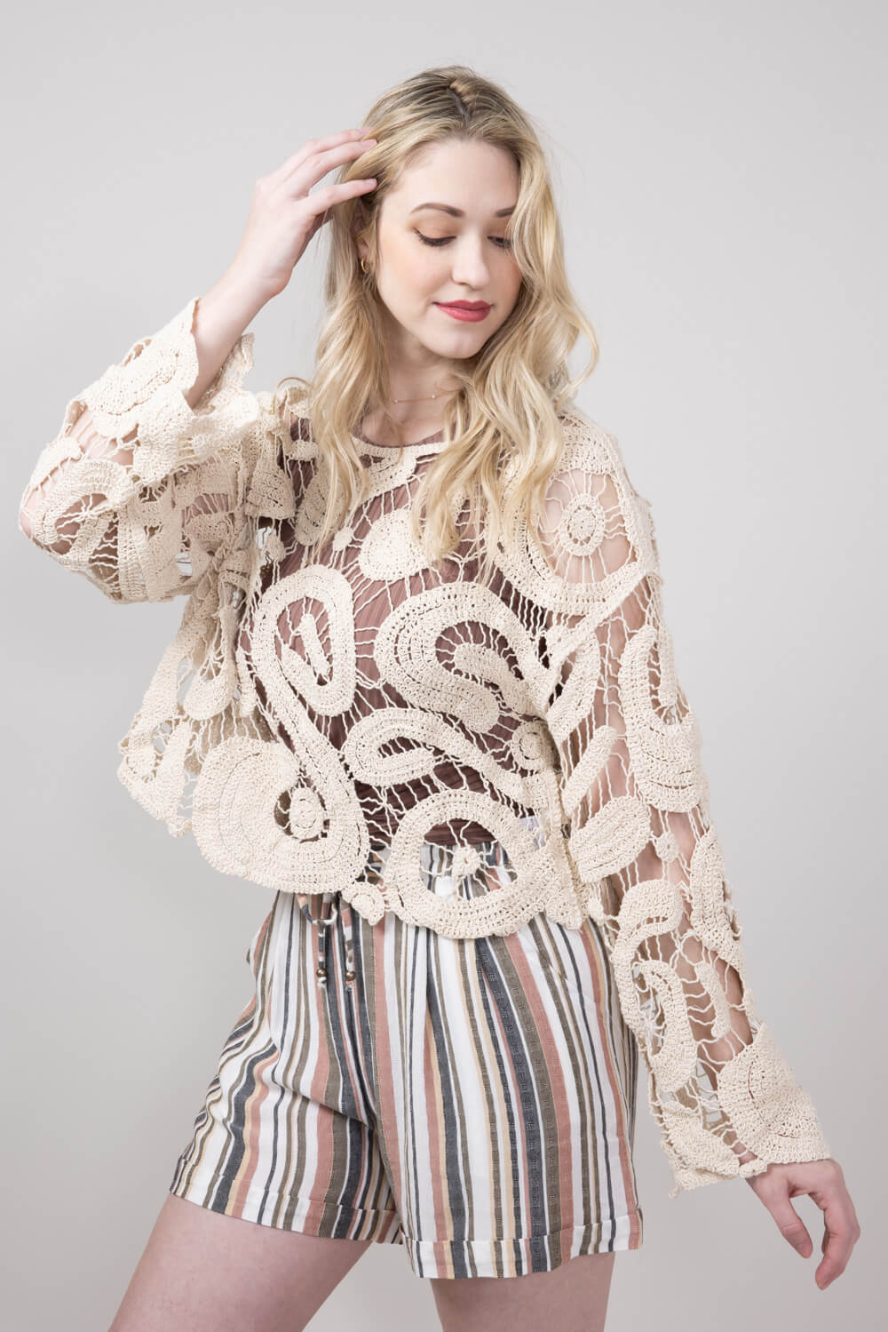 Crochet Top for Women in Natural | MAT4071-NAT – Glik's Crochet Top for Women in Natural | MAT4071-NAT – Glik's