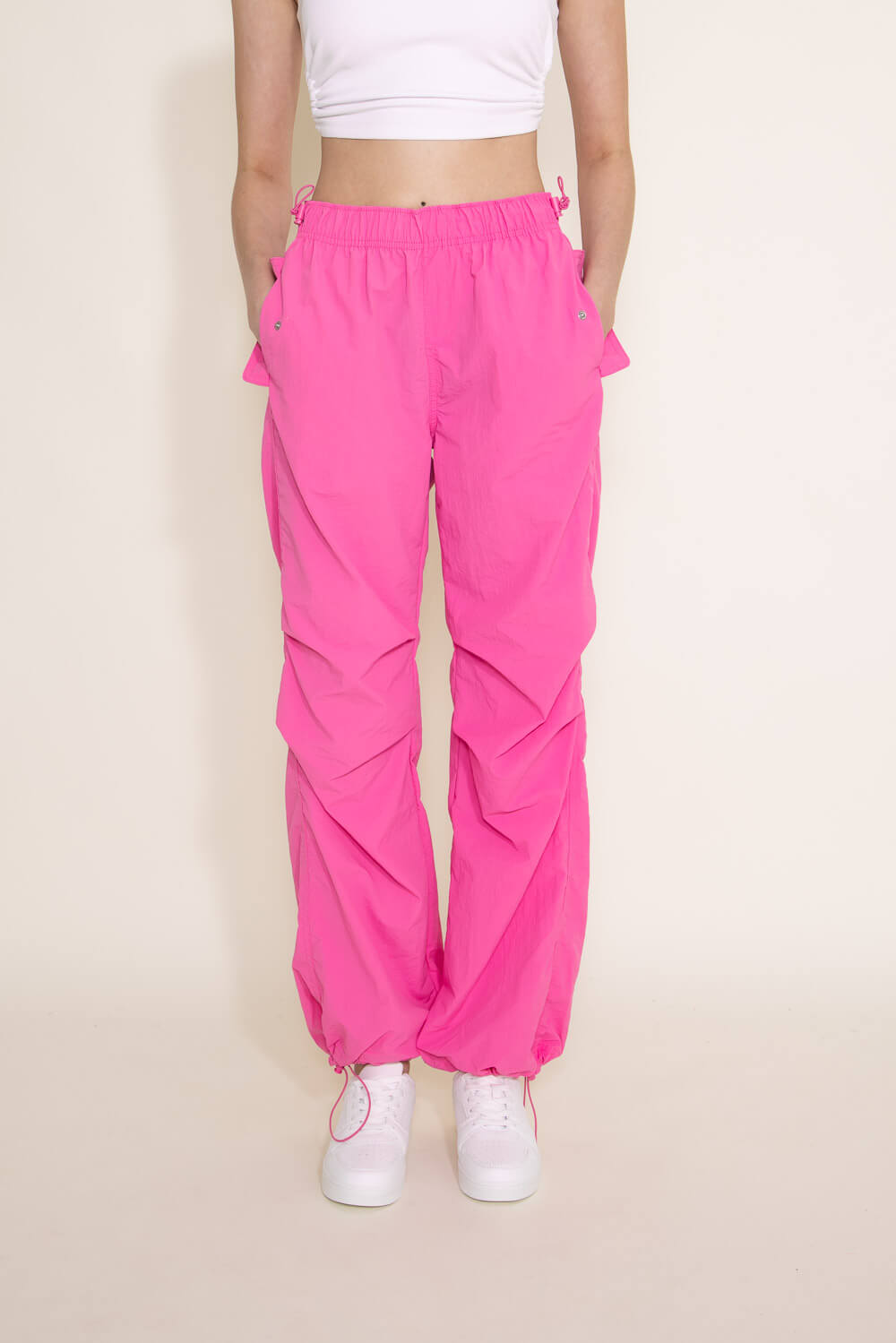 Love Tree Nylon Baggy Parachute Pants For Women In Pink 6853ph Pink