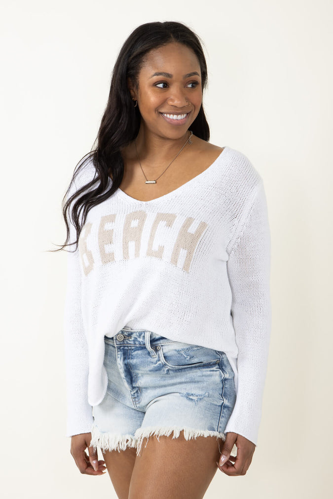 Miracle Beach Sweater for Women in White | F126-WHITEKHAKI – Glik's