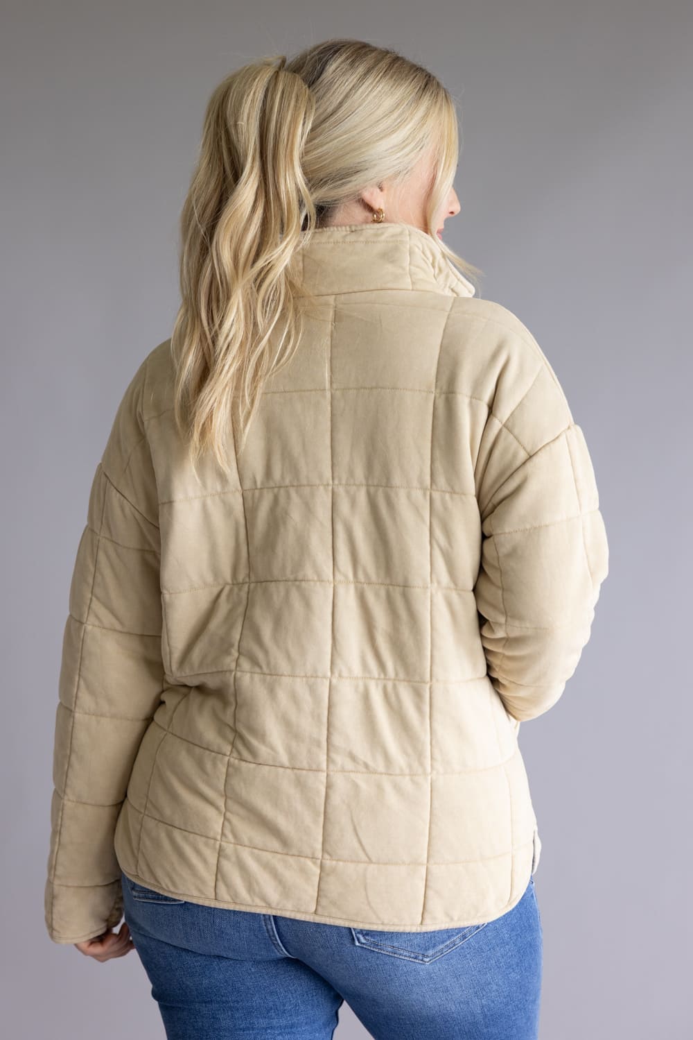 Garment Washed Quilted Jacket for Women in Beige | KDC-JKT-18-BGE – Glik's