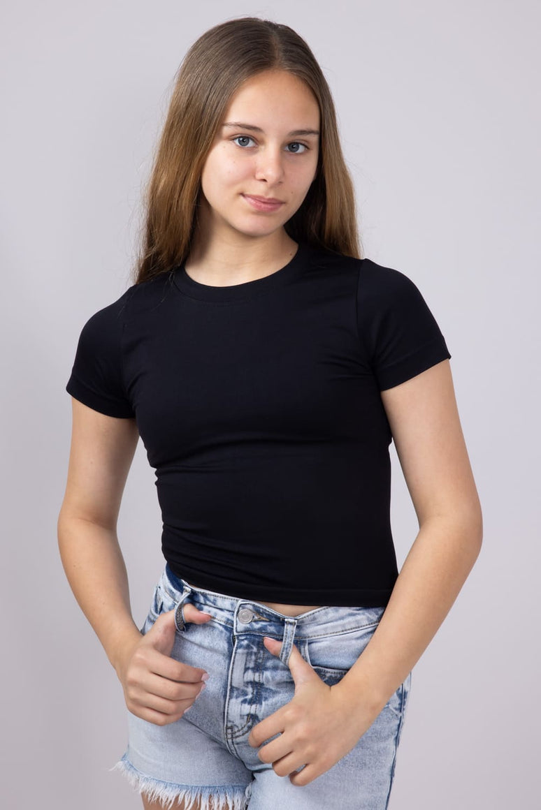 Moa Moa Seamless Shirt for Girls in Black | ITF930G-SEM-BLACK – Glik's