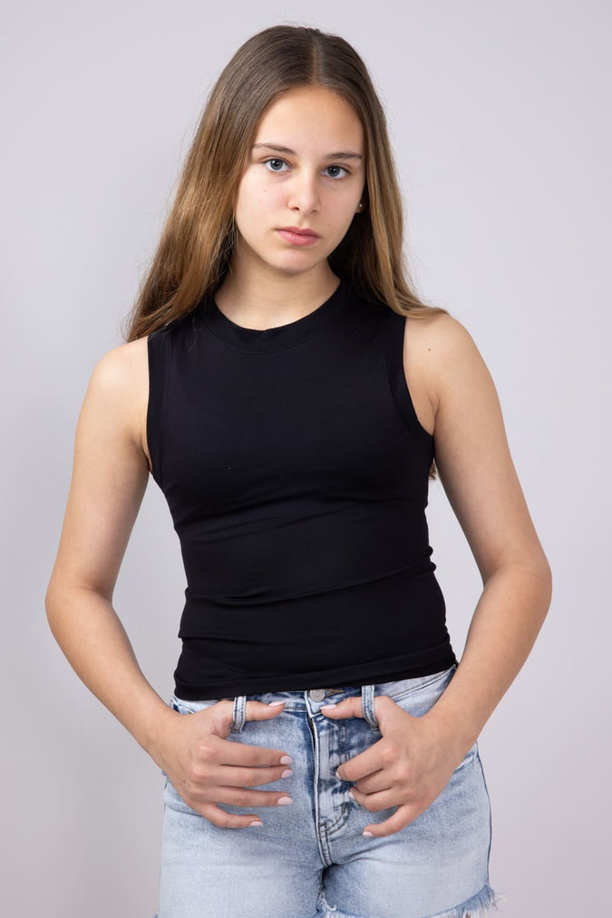 Moa Moa Seamless Tank Top for Girls in Black | ITD799G-SEM-BLACK – Glik's