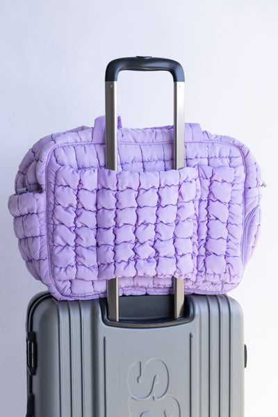 Quilted Puffer Weekender Bubble Bag for Women in Light Purple | KDC-WK ...