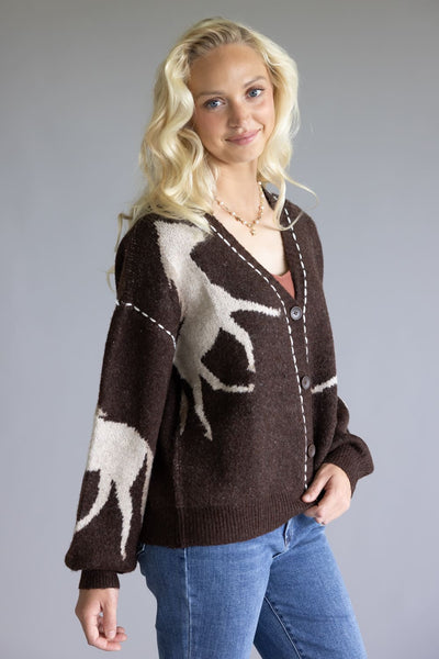 Illa Illa Horse Cardigan for Women in Brown | IM8672-BROWN – Glik's