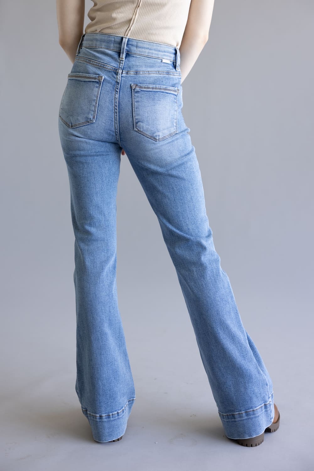 Risen High Rise Tummy Control Flare Jeans for Women | GL_RDP5914-MD ...