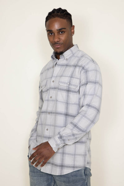 Corduroy Reverse Plaid Flannel Shirt for Men in White | 9013-CREAM – Glik's