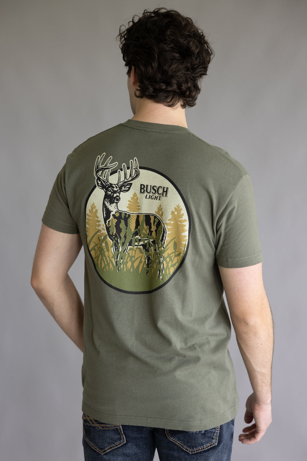 Busch Light Deer Camo T-Shirt for Men in Military Green | 18456-328-MI ...