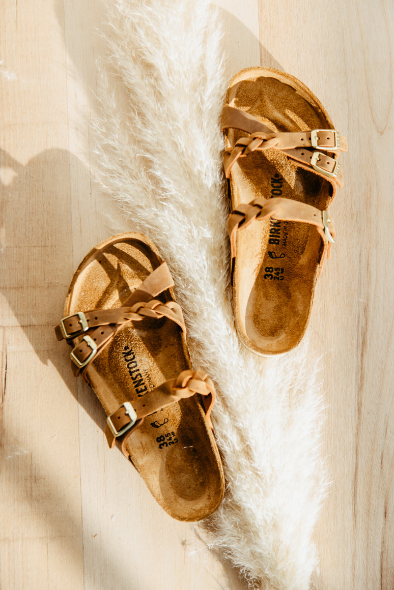 Birkenstock Franca Braided Oiled Leather Sandals for Women in Cognac ...