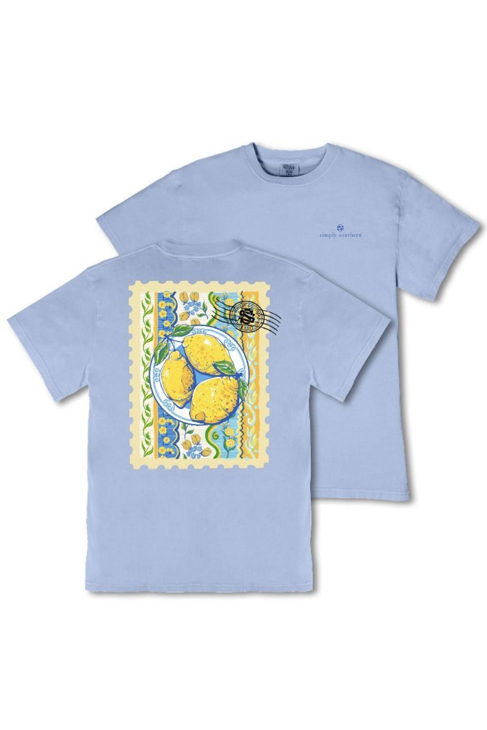 Simply Southern Plus Size Lemons T-Shirt for Women in Washed Blue | EX ...