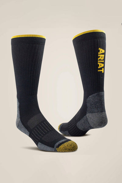 Ariat High Performance Tek Work High Crew Socks for Men in Black | 277 ...
