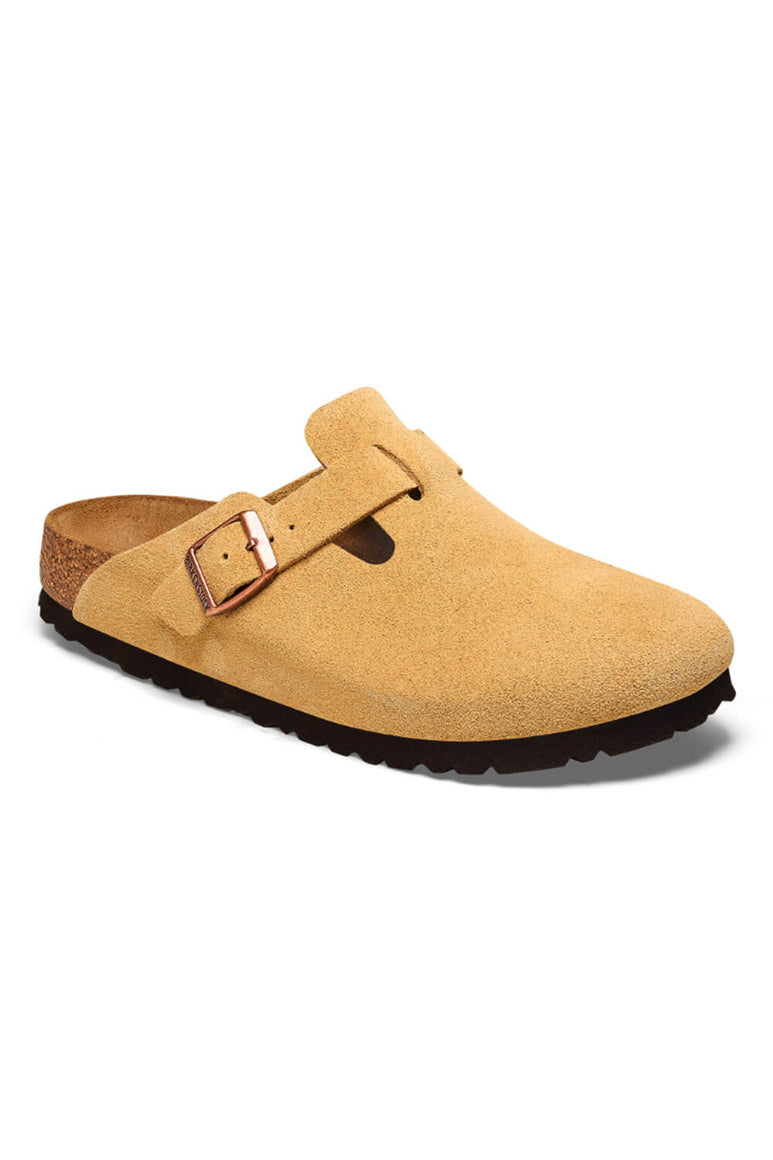 Birkenstock Boston Suede Leather Clogs for Women in Latte Cream | 1026 ...