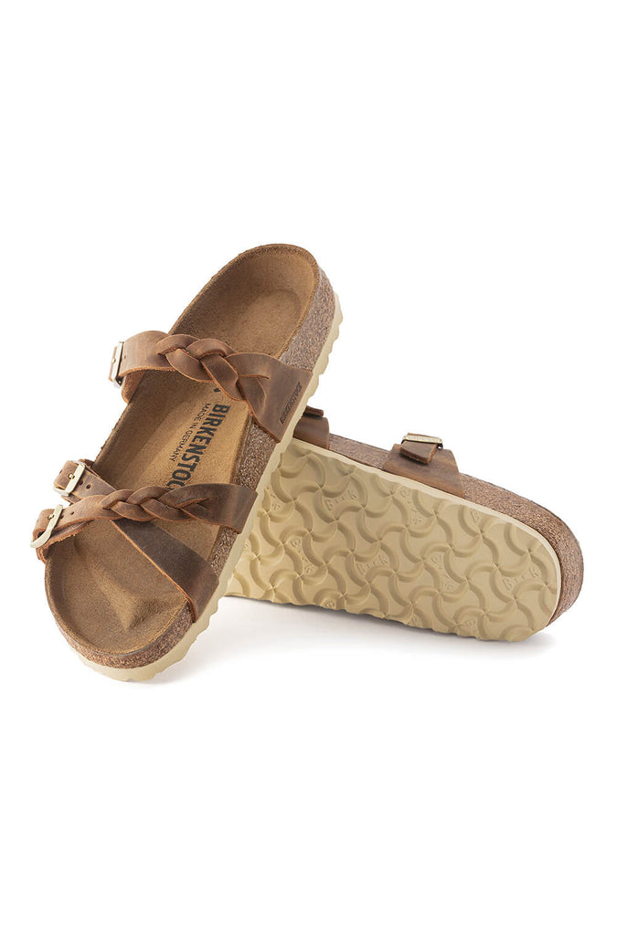 Birkenstock Franca Braided Oiled Leather Sandals for Women in Cognac ...