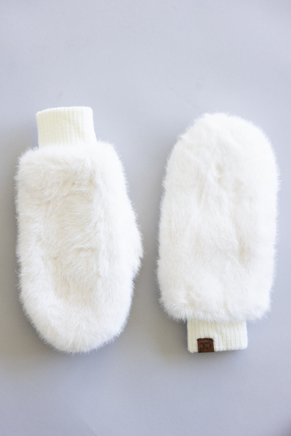 C.C. Glitter Fur Convertible Mitten for Women in Ivory | MTE0169IVY ...