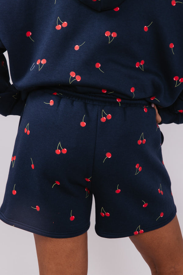 Cherry Sweat Shorts for Women in Navy | PSP1392-NAVY – Glik's