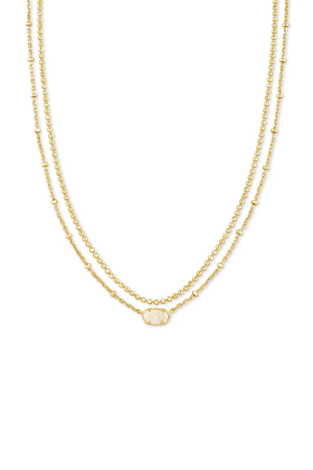 Kendra Scott Emilie Gold Multi Strand Necklace in Iridescent Drusy | 4 ...