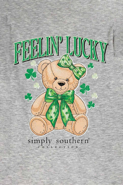 Simply Southern Plus Size Lucky Teddy T-shirt for Women in Heather Gre ...