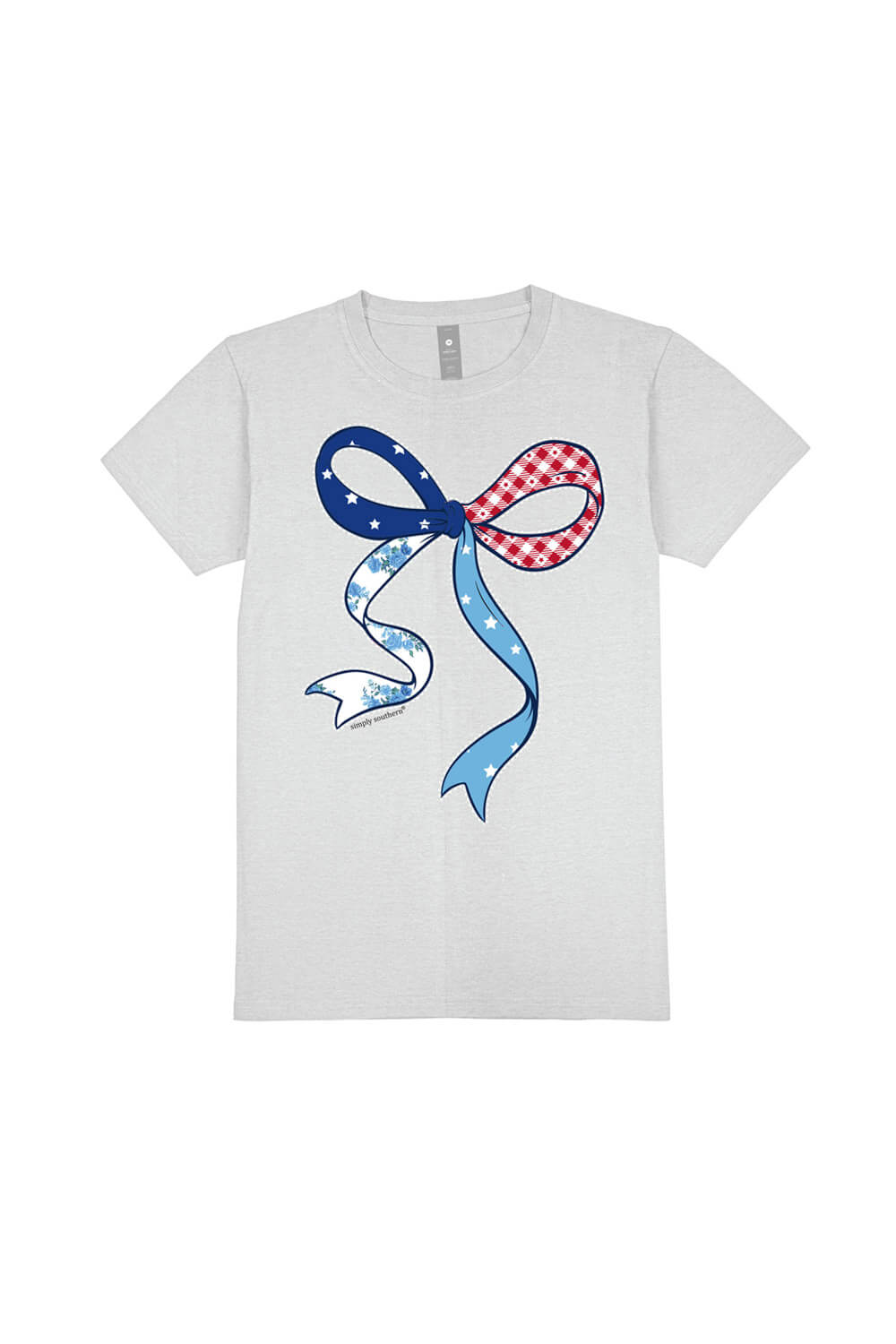 Simply Southern Americana Patchwork Bow T-Shirt in Whitewater Grey | S ...