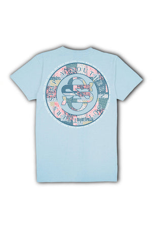 Simply Southern Youth Quilt Pattern Logo T-Shirt for Girls in Blue | Y ...