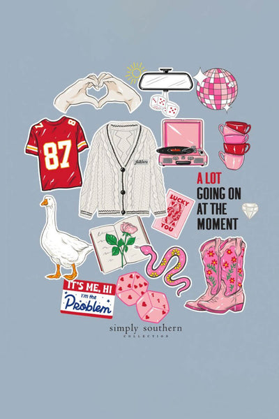 Simply Southern Plus Size Eras Stickers T-Shirt for Women in Stone Blu ...