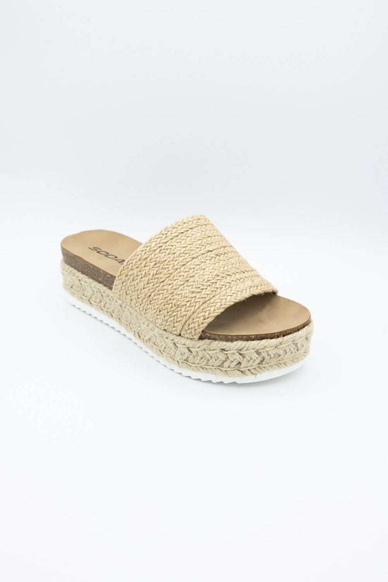 Soda Process Raffia Platform Sandals for Women in Beige | PROCESS-S DK ...