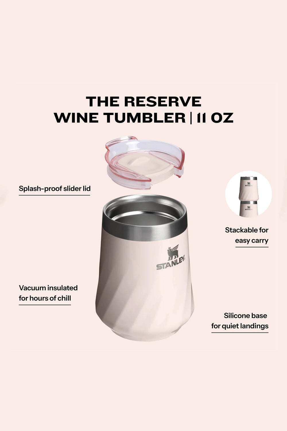 Stanley 11 oz Reserve Wine Tumbler in Rose | 10-13038-003 – Glik's