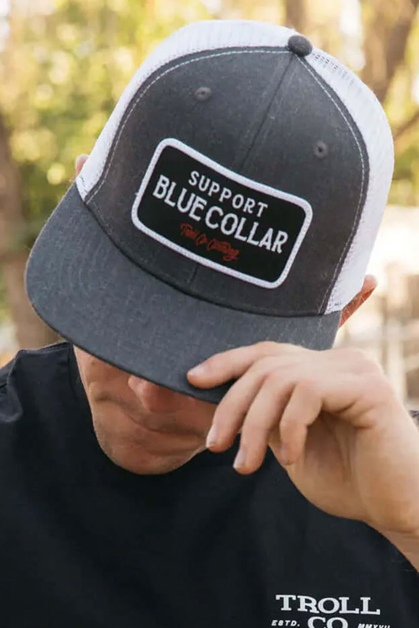 Troll Co. Barricade Snap Back Trucker Hat for Men in Grey | TC0315-OG ...