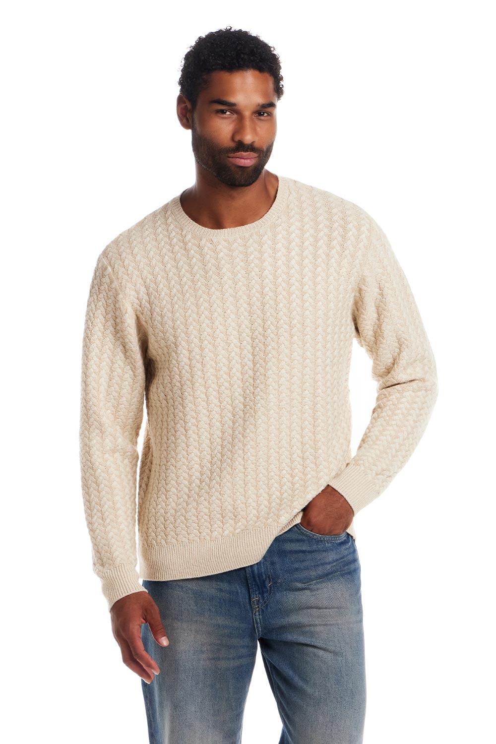 Weatherproof Vintage Braided Crewneck Sweater for Men – Glik's