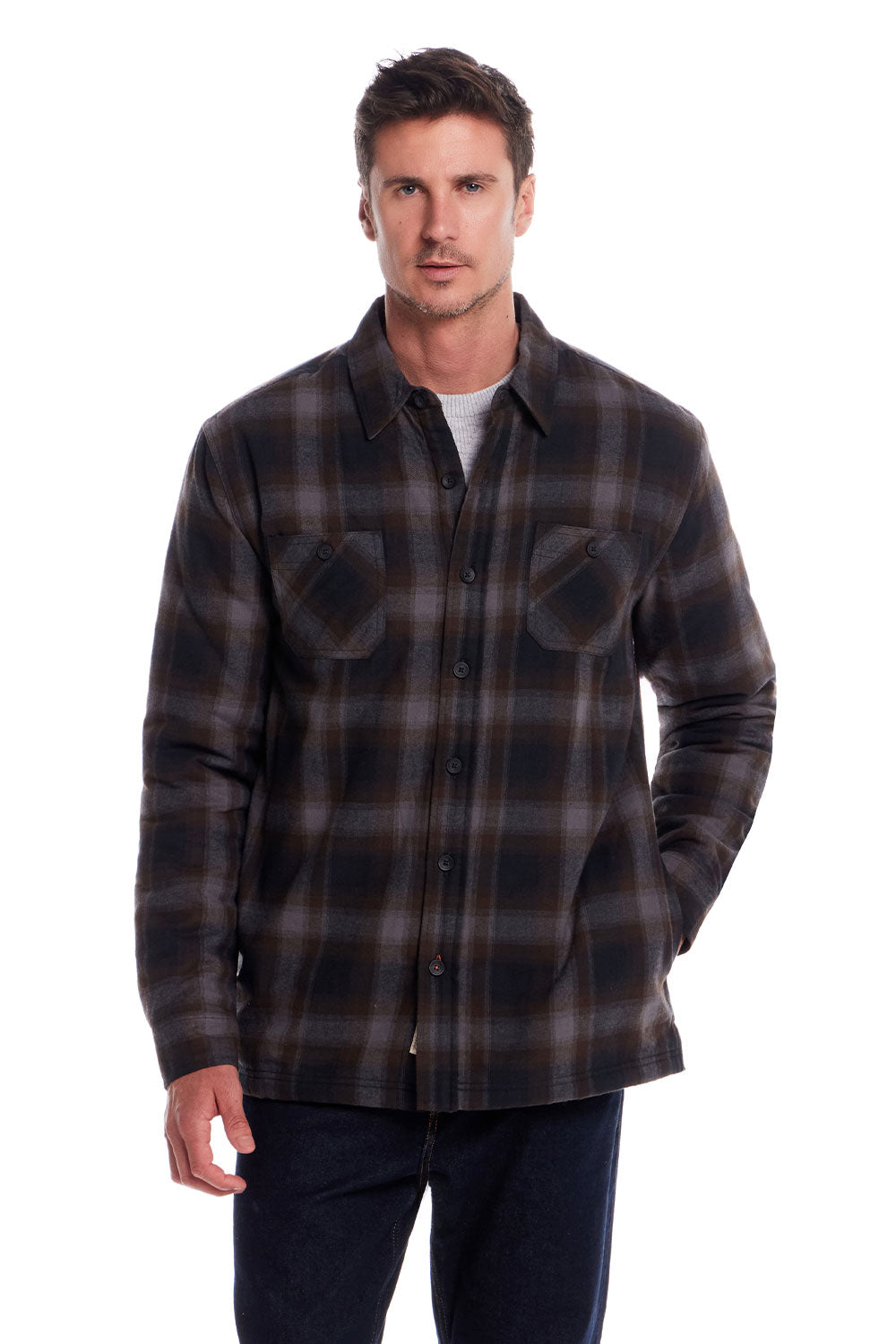 Weatherproof Vintage Sherpa Lined Shirt Jacket for Men in Mocha | F255 ...