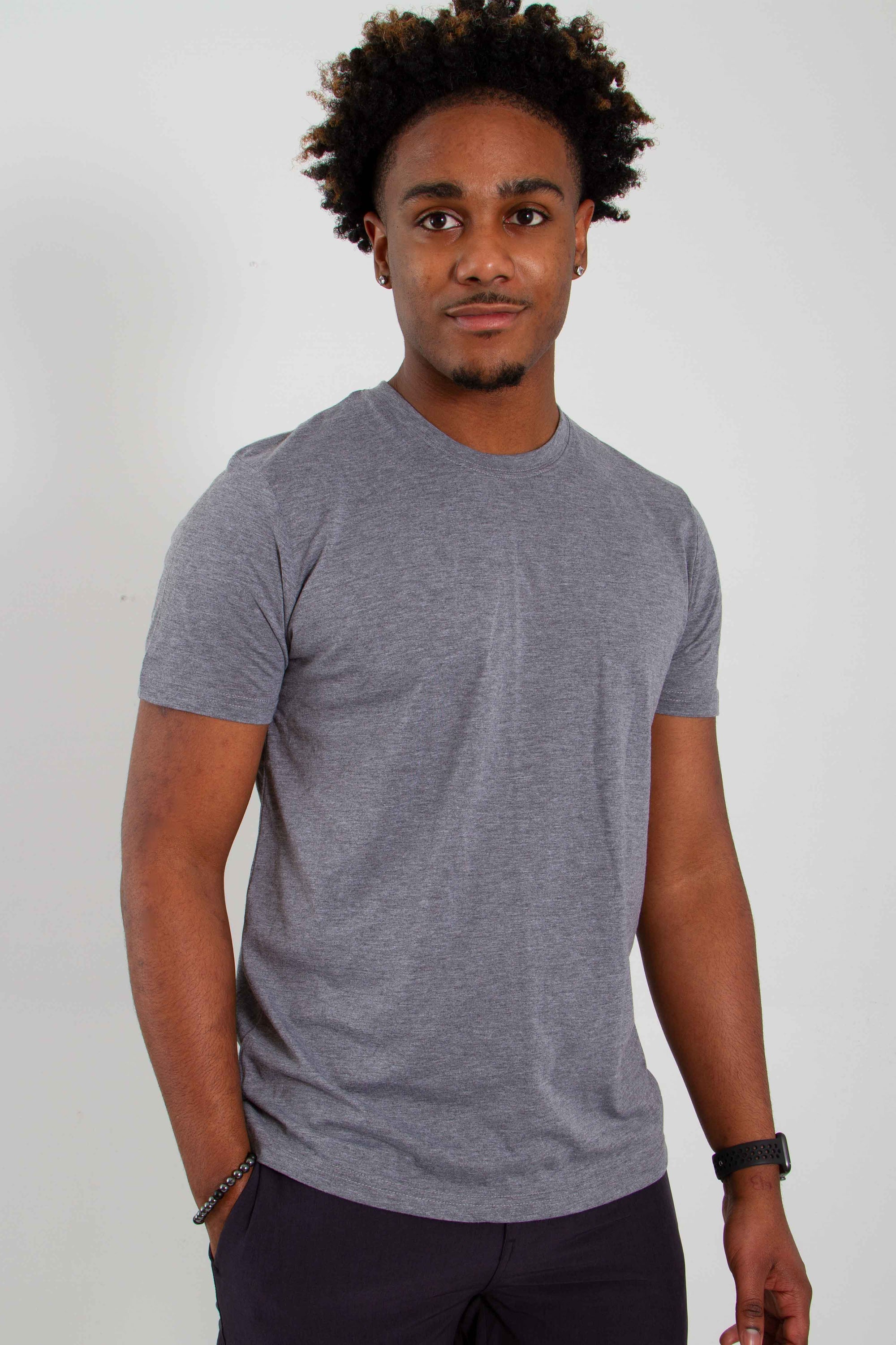 Basic Crewneck T-Shirt for Men in Grey | 3750-HGRAY – Glik's