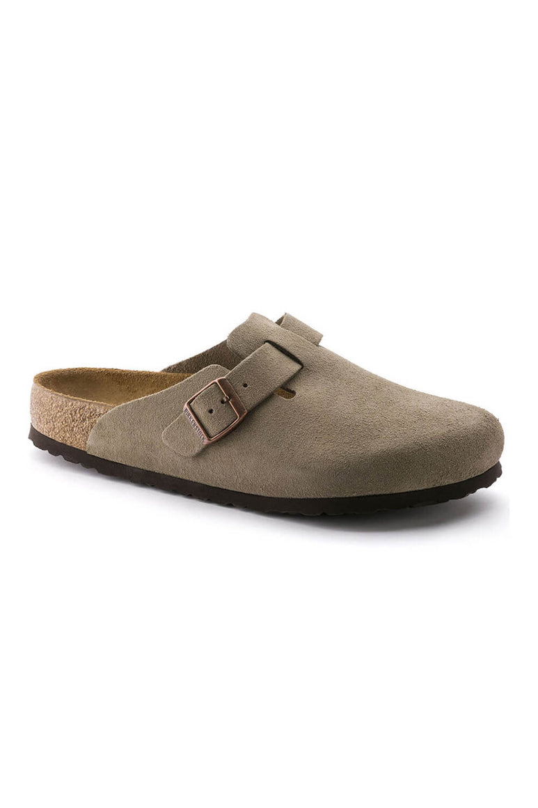 Birkenstock Boston Soft Footbed Suede Leather Clogs for Men in Taupe ...